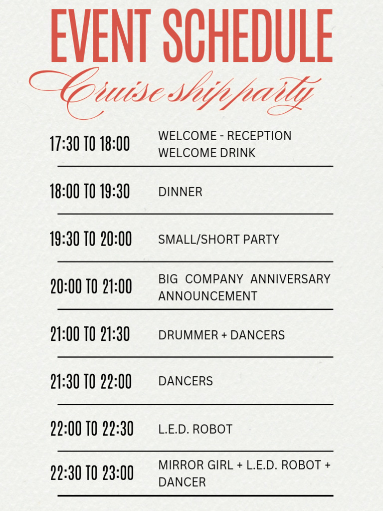 Cruise Ship Party Event Schedule | PDF