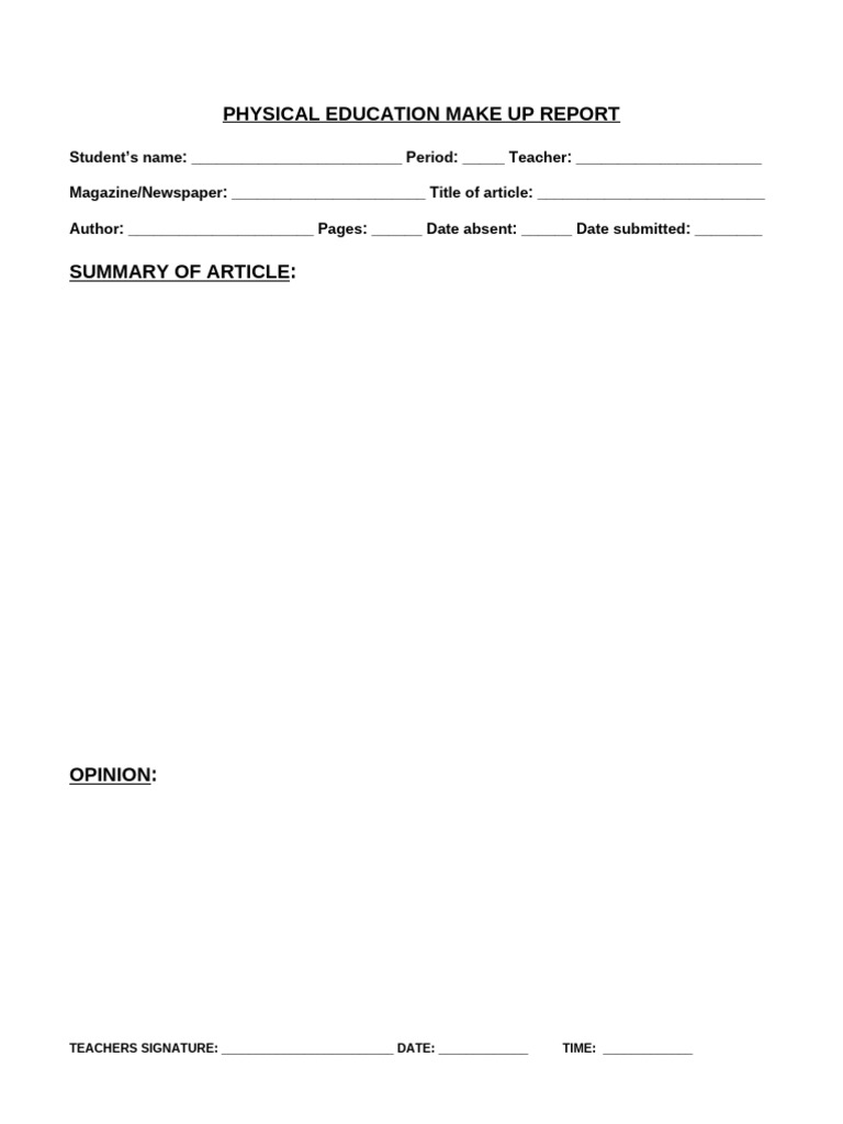 2006 Pe Make Up Report | PDF