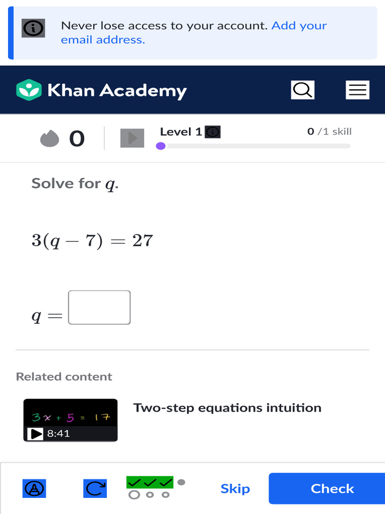 Two-Step Equations Algebra (Practice) Khan Academy 3 | PDF