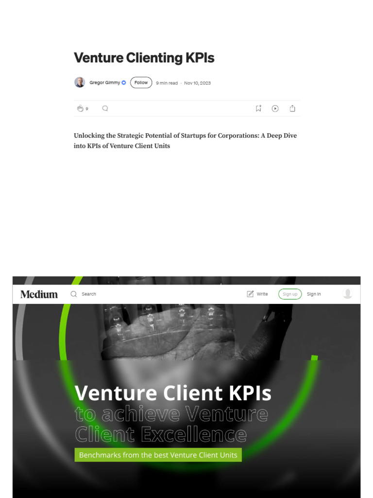 Venture Clienting KPIs & Benchmarks _ Medium | PDF | Performance ...