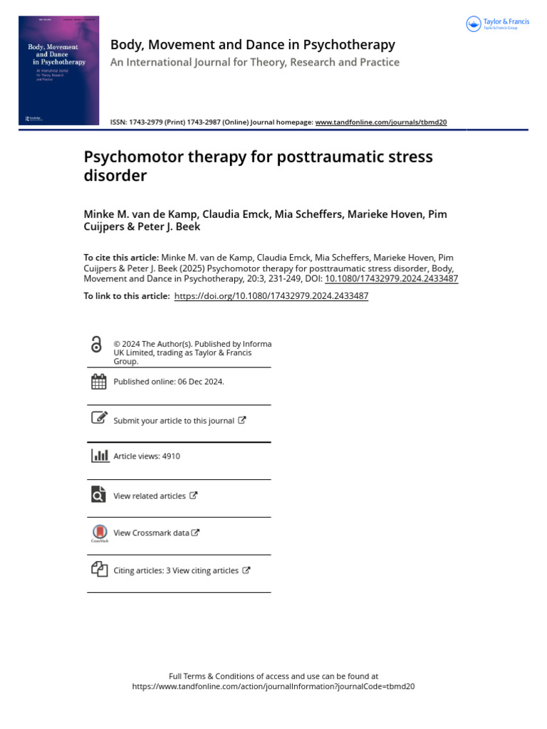 Psychomotor Therapy For Posttraumatic Stress Disorder | PDF | Complex ...