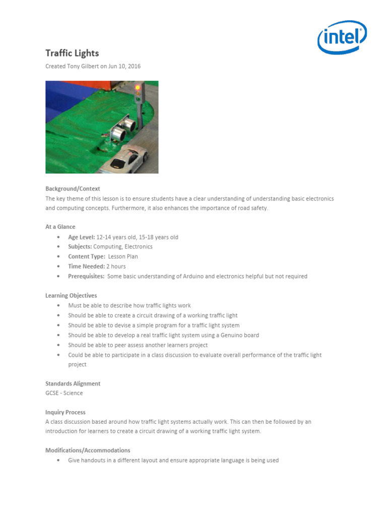 Traffic Lights - Lesson Plan | PDF | Arduino | Learning