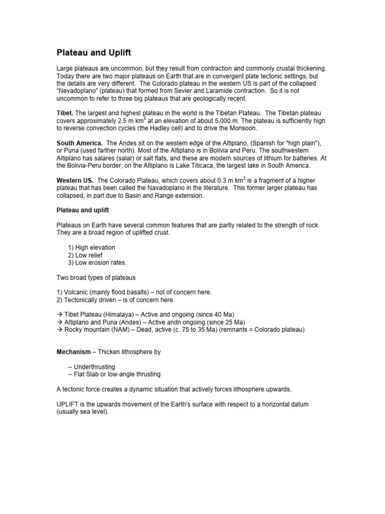 01_Plateau and Uplift | PDF | Plateau | Tectonics