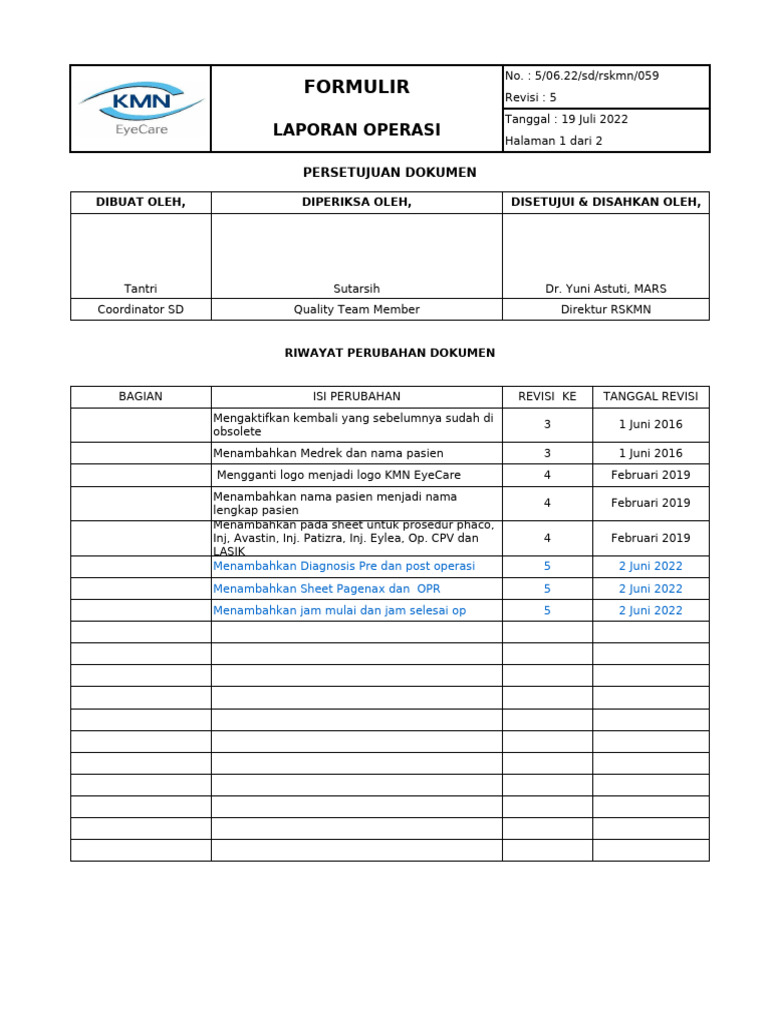 LAPORAN OPERASI KOSONG | PDF