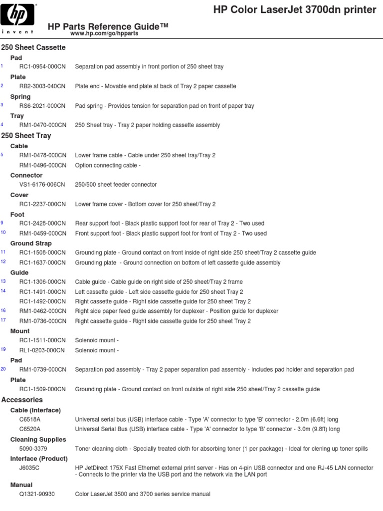 HP Color Laserjet 3700dn | PDF | Printer (Computing) | Gear