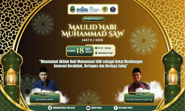 Hijau Emas Spanduk Acara Pengajian Hari Maulid Nabi Muhammad Banner | PDF