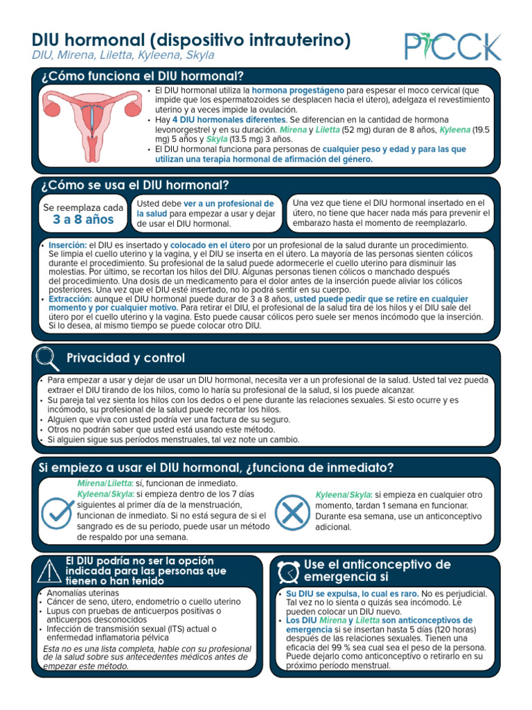Hormonal-IUD-Information-Sheet-Spanish 12345678 | PDF | Control de la ...
