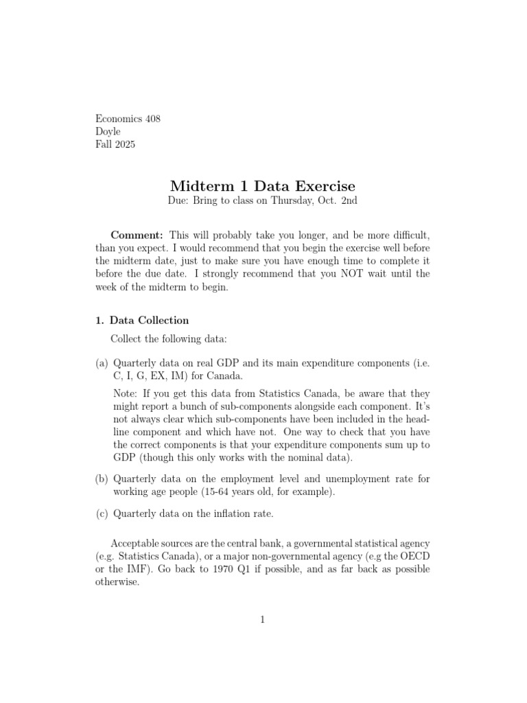 Midterm 1 Data Exercise | PDF | Inflation | Unemployment