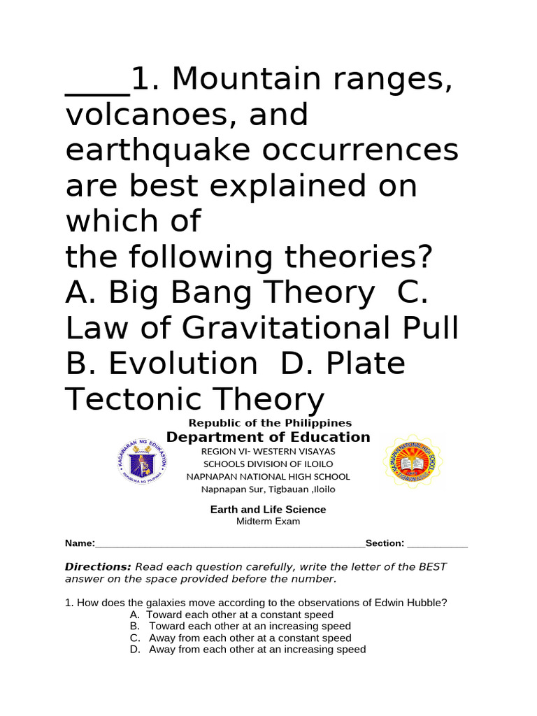 Midterm in Earth and Life Science | PDF | Rock (Geology) | Earth