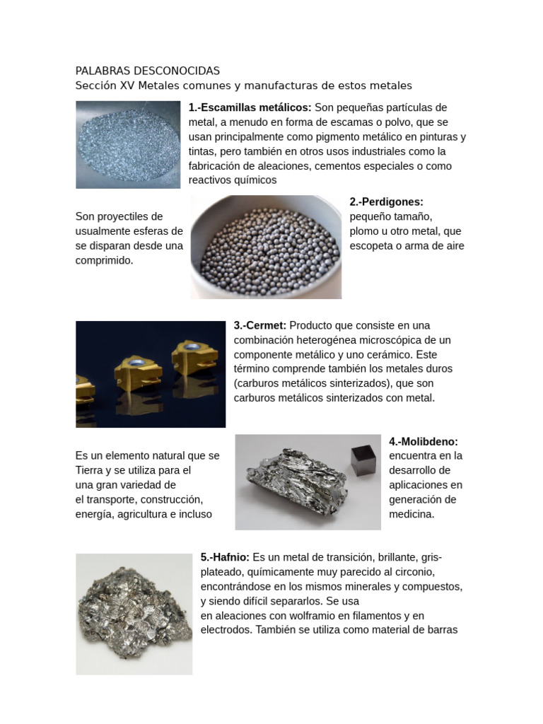 Sección XV Palabras Desconocidas | PDF | Rieles | Aleación