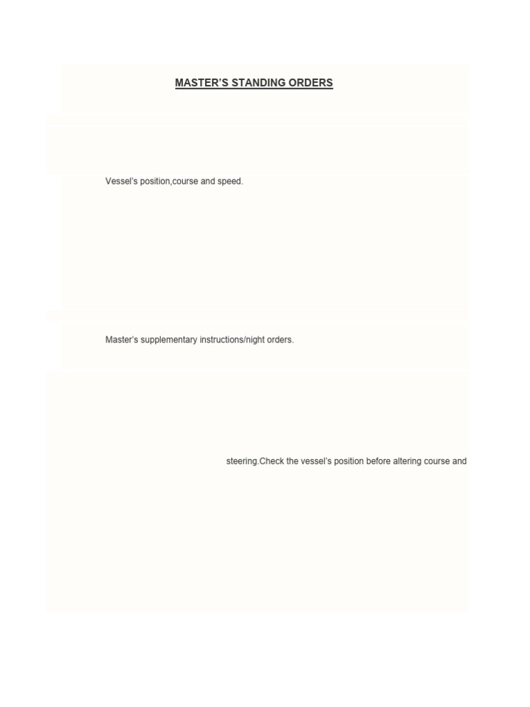Master Standing Order | PDF | Navigation | Ships