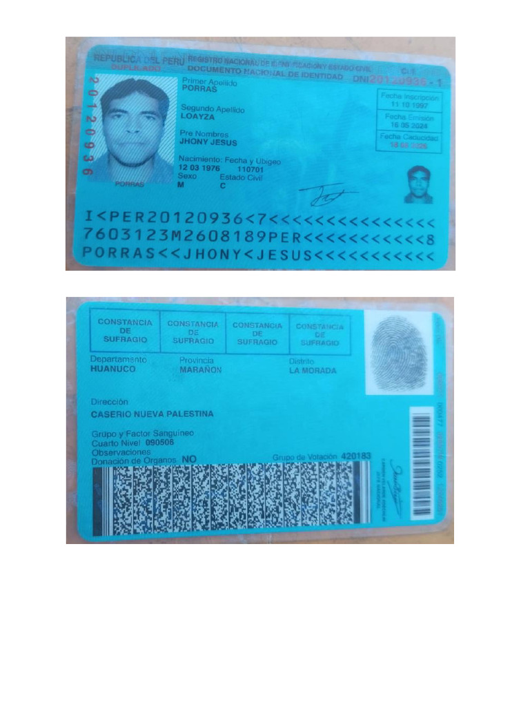 Dni Jhony Porras Loayza | PDF