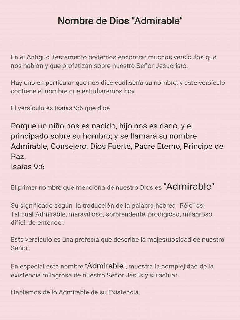 Nombre de Dios 'Admirable' | PDF