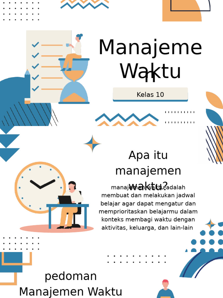 Manajemen Waktu Presentasi Biru Kuning Ilustratif Geometri(1) | PDF