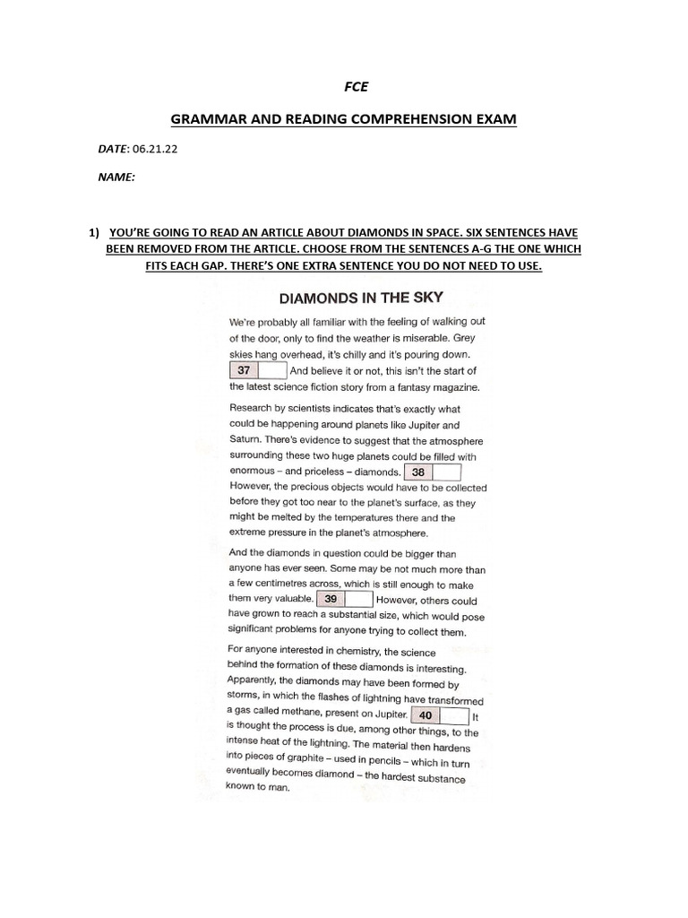 Reading, Grammar and Use of English | PDF | Verb | Phrase