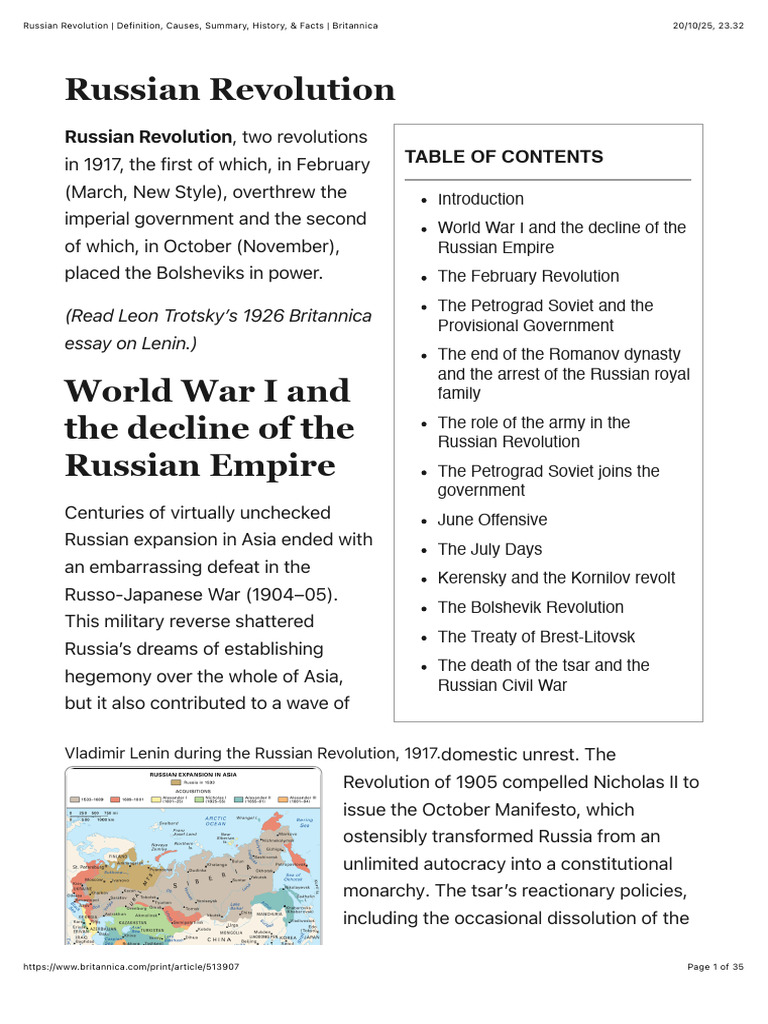 Russian Revolution: Causes and Events | PDF | Russian Revolution ...