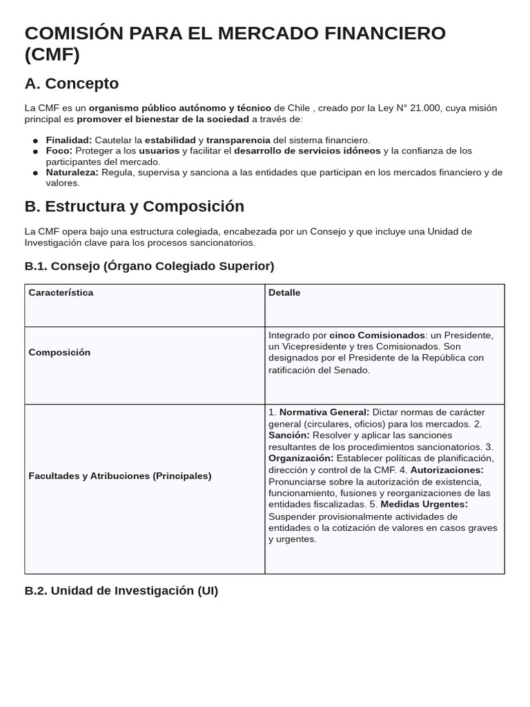 Funciones y Estructura de la CMF Chile | PDF | Sistema financiero | Bancos