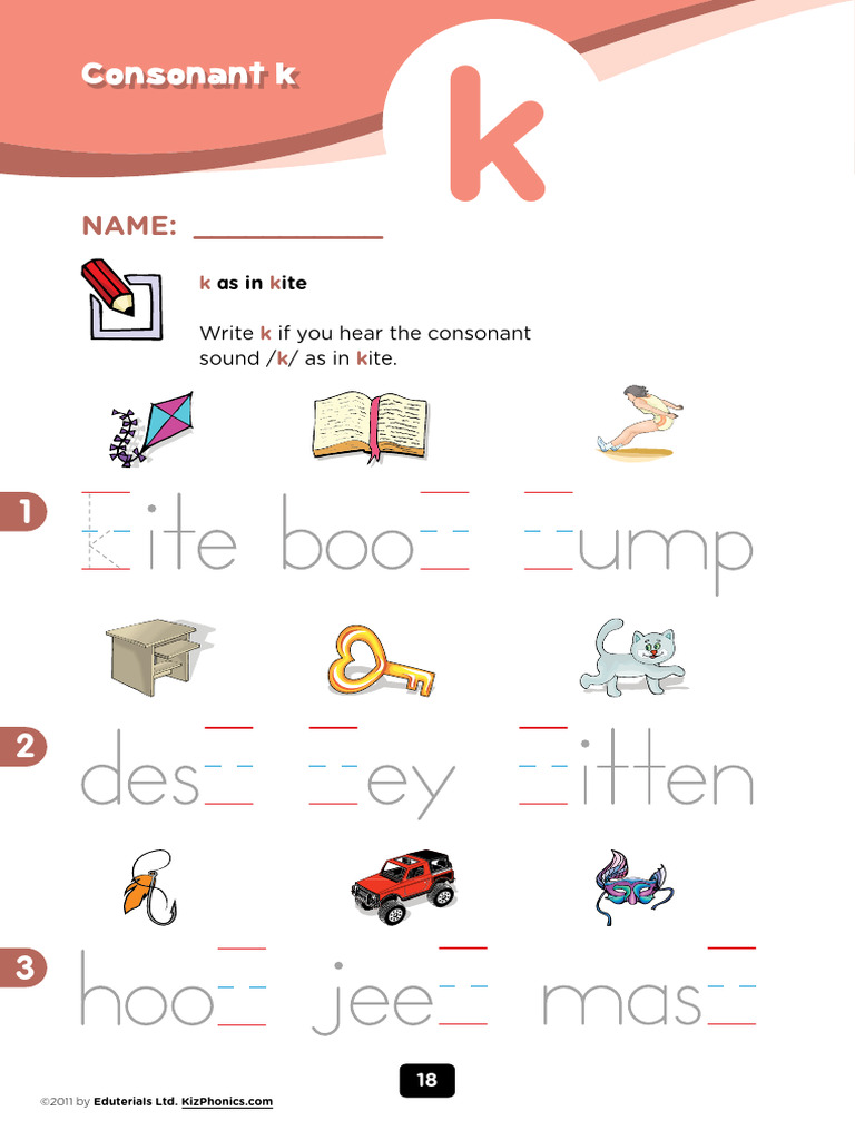 Consonant Sound /k/ Practice Worksheet | PDF