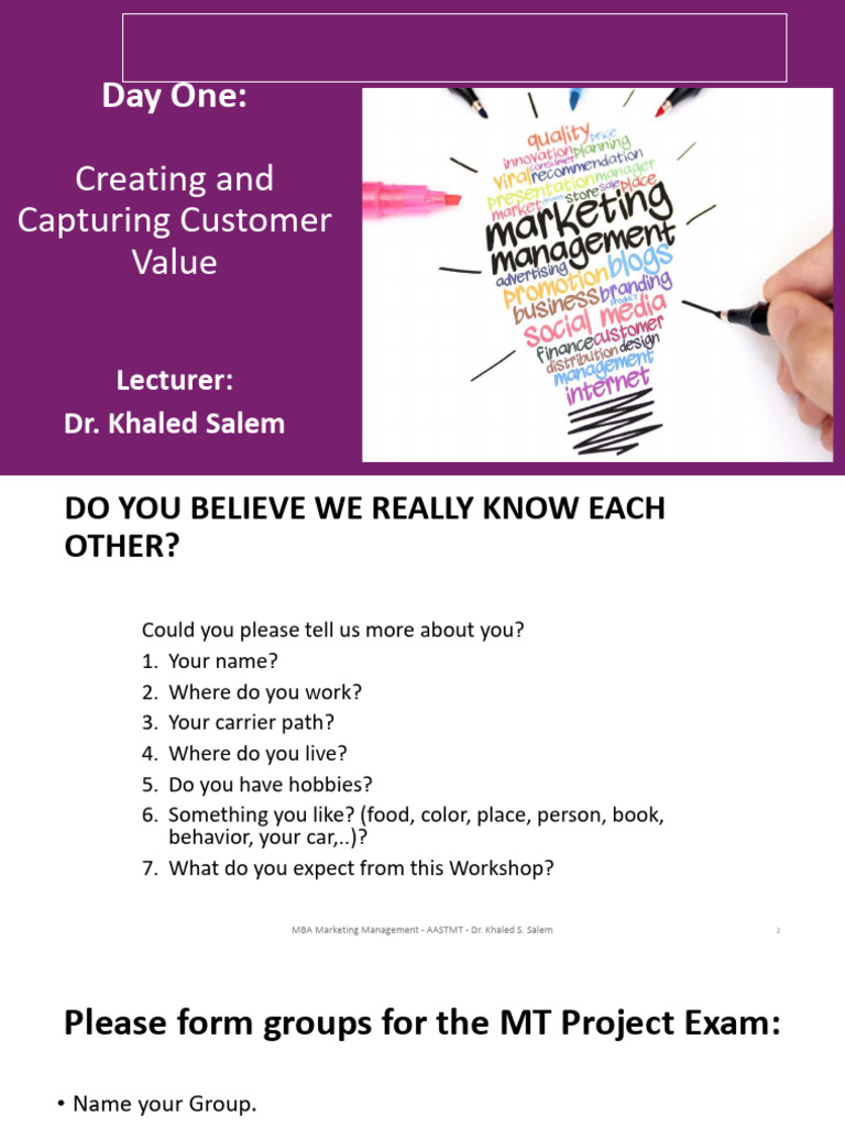 Ch1. Creating & Capturing Value | PDF | Marketing | Customer