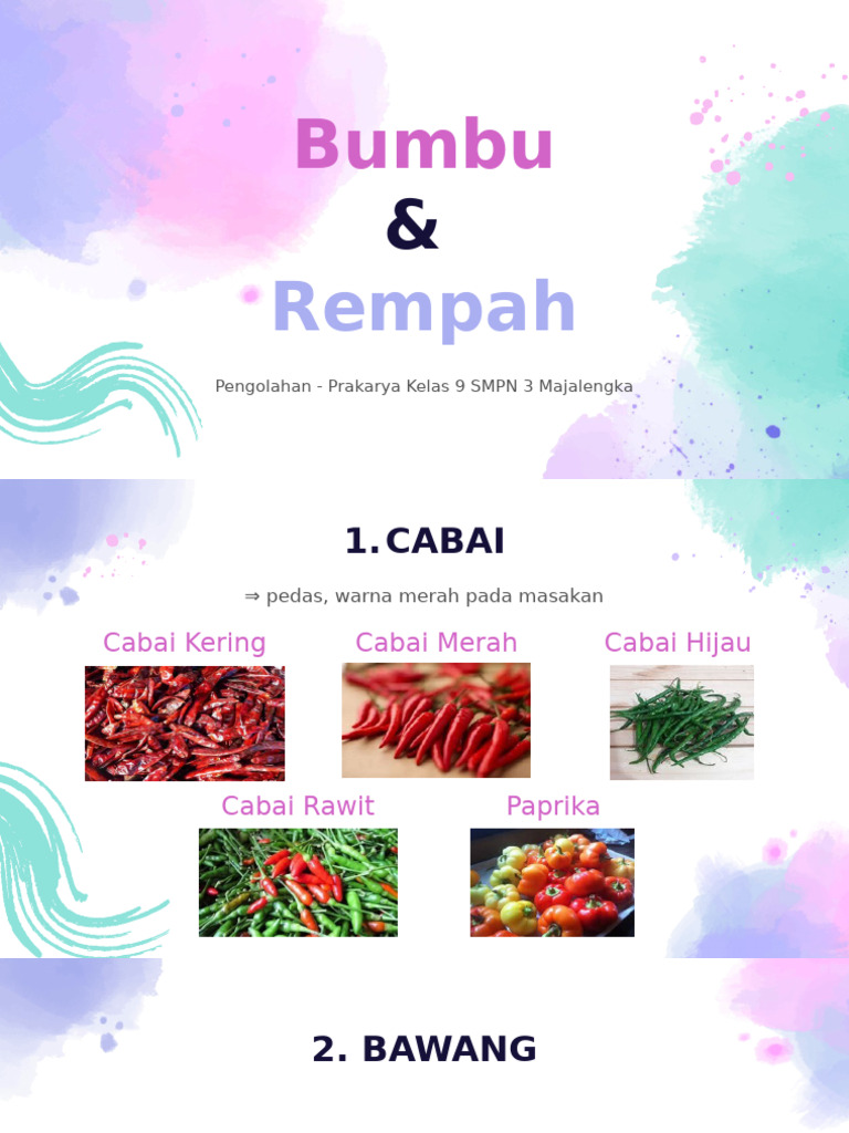 Bumbu Dan Rempah (Pengolahan Kls 9) PPT | PDF
