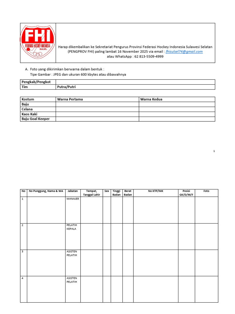 Form Tim Babak Pra Porprov | PDF