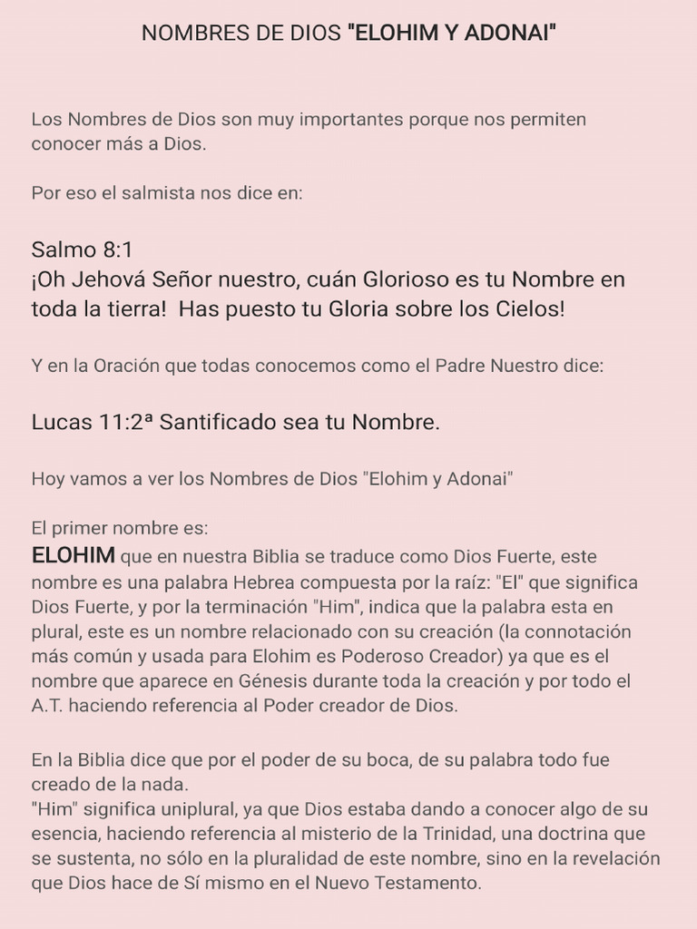 Nombres de Dios Elohim y Adonai | PDF