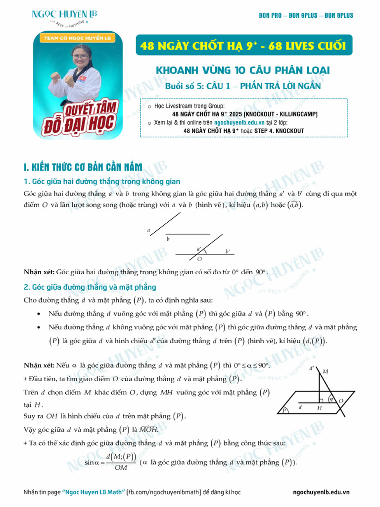 [Ngọc Huyền LB] Khoanh Vùng 10 Câu Phân Loại - Buổi 5. Câu 1 Trả Lời Ngắn (Handout) | PDF