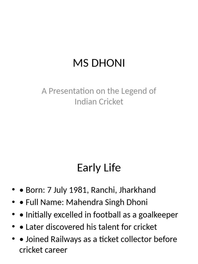 MS Dhoni Presentation | PDF