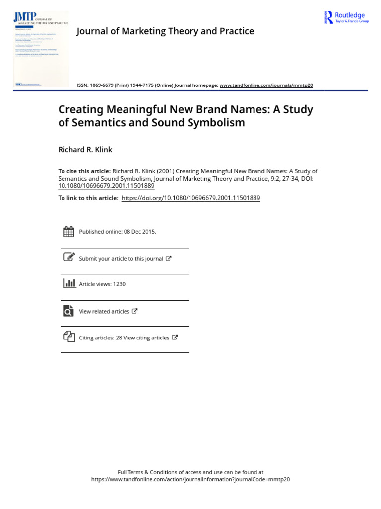 Meaningful Brand Names: Sound & Semantics | PDF | Brand | Information