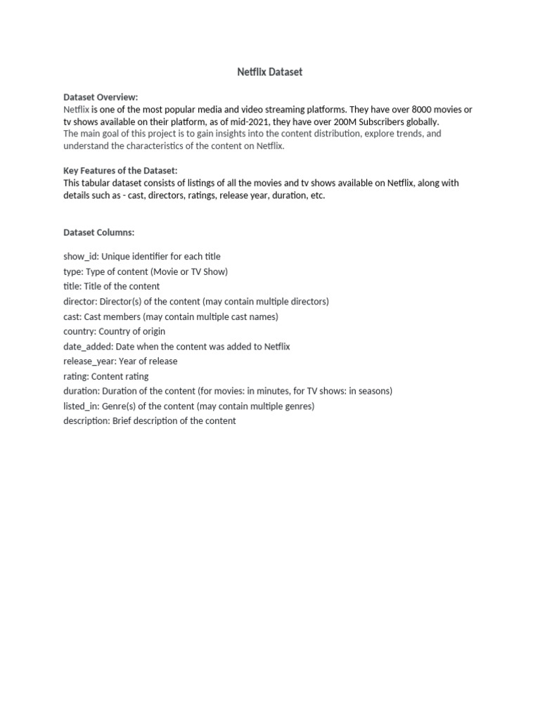 Netflix Content Dataset Overview | PDF