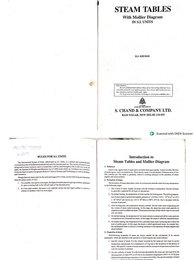 Steam Tables | PDF