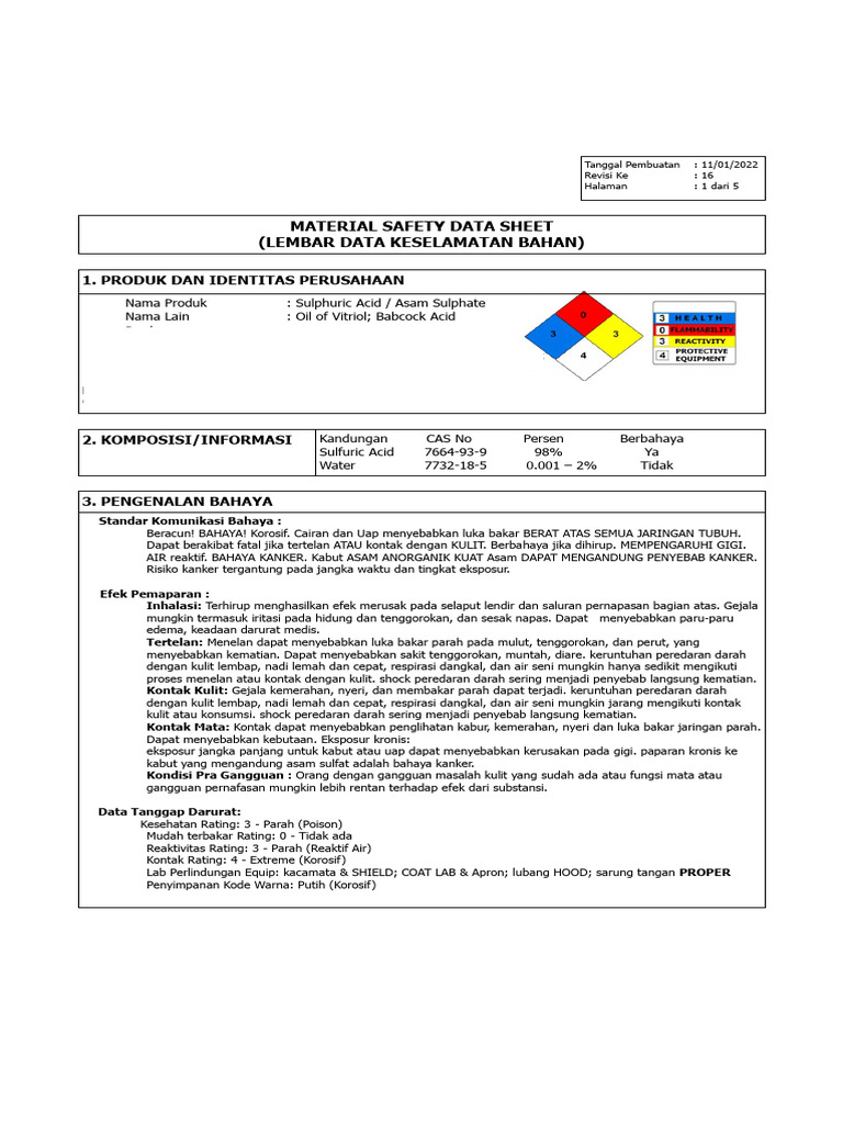 MSDS H2SO4-New (1) | PDF