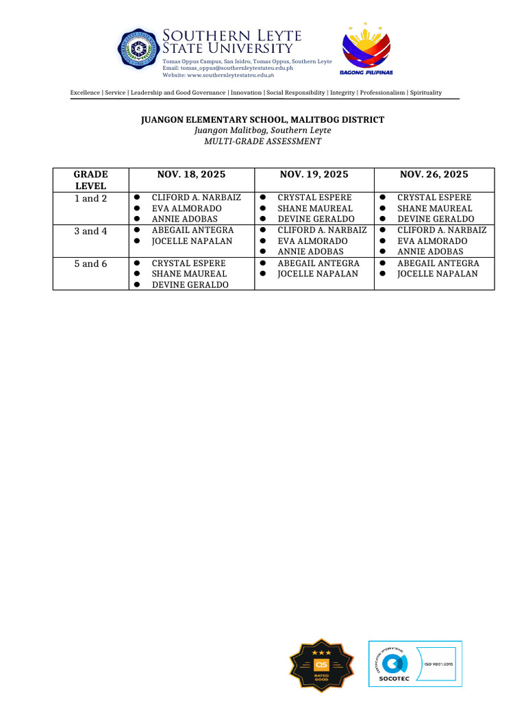 Adjusted Schedule | PDF