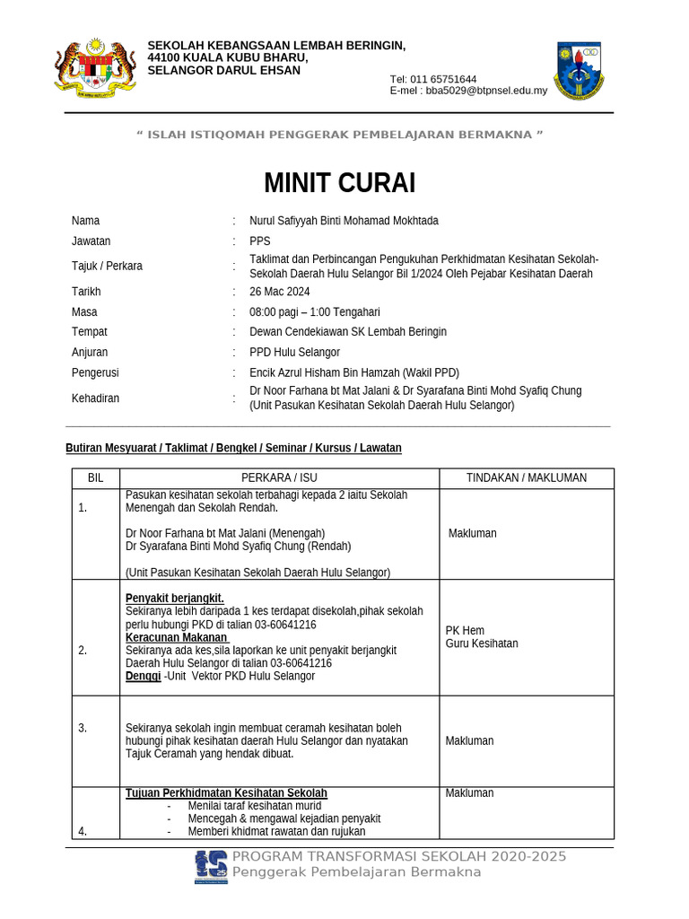 Minit Curai Kesihatan 2024 | PDF