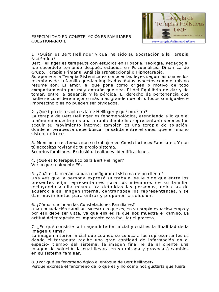 CONSTELACIONES-FLIARES cuestionario | PDF | Amor | Realidad