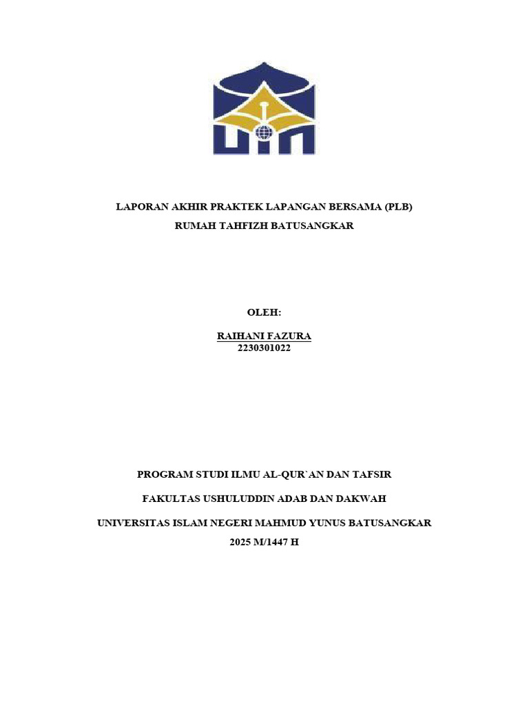 Laporan Akhir Magang Raihani Fazura | PDF