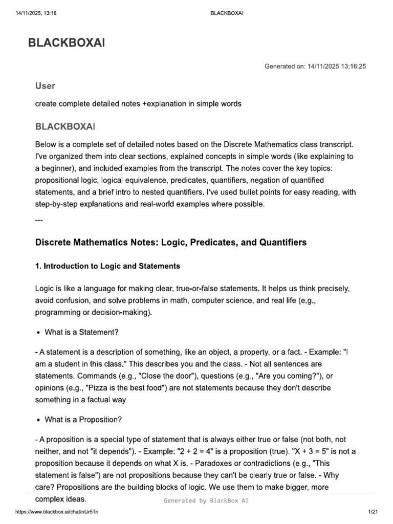 Discrete Mathematics Detailed Notes + Programming Explanation | PDF