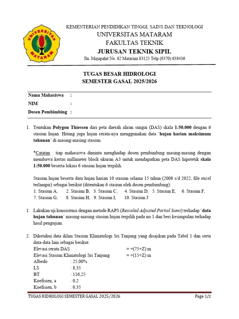 Tubes Hidrologi 2025 | PDF