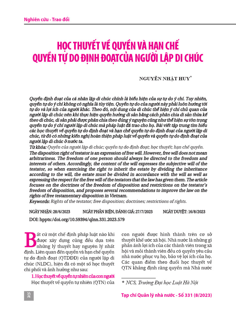 Art - Hoc Thuyet Ve Quyen Va Han Che Quyen Tu Do Dinh Doat Của Nguoi ...