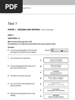 Test 1: Paper 1 Reading And Writing