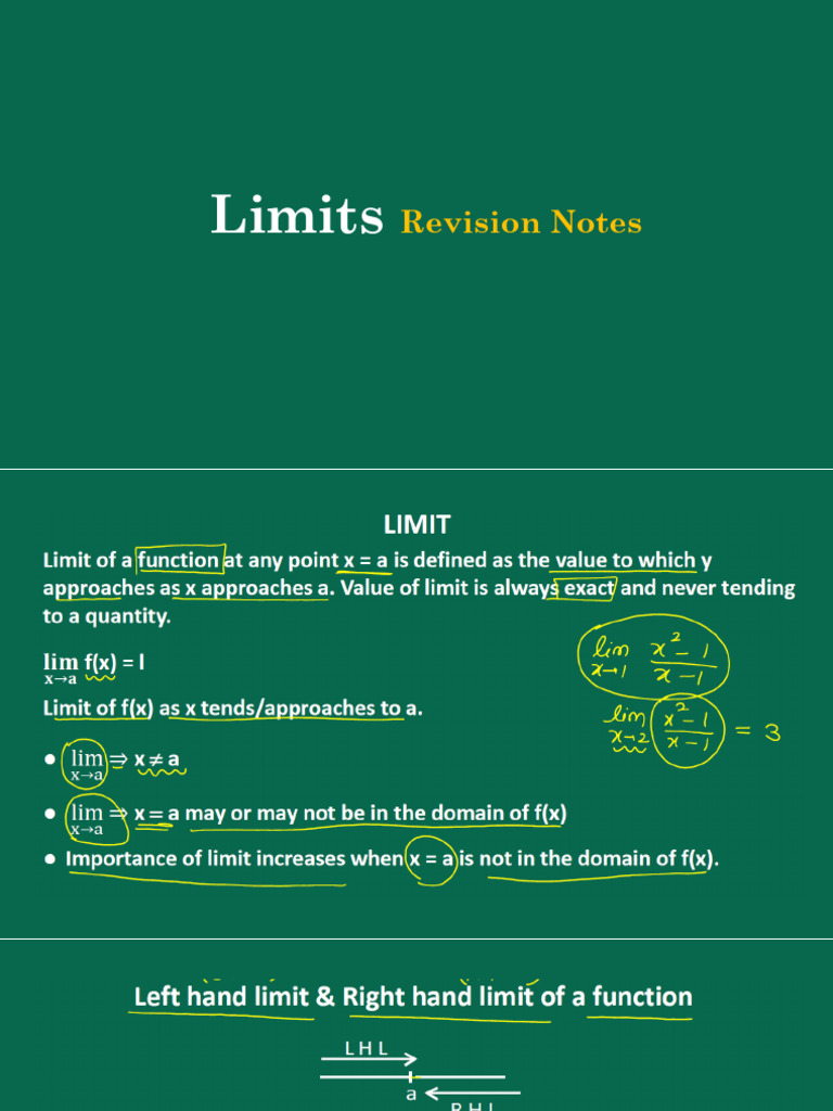 Limits Revision Notes | PDF
