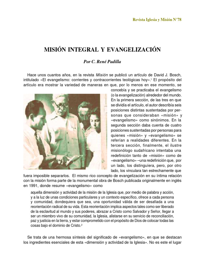 Rene Padilla Mision Integral y Evangeliz | PDF | Evangélico | Iglesia ...