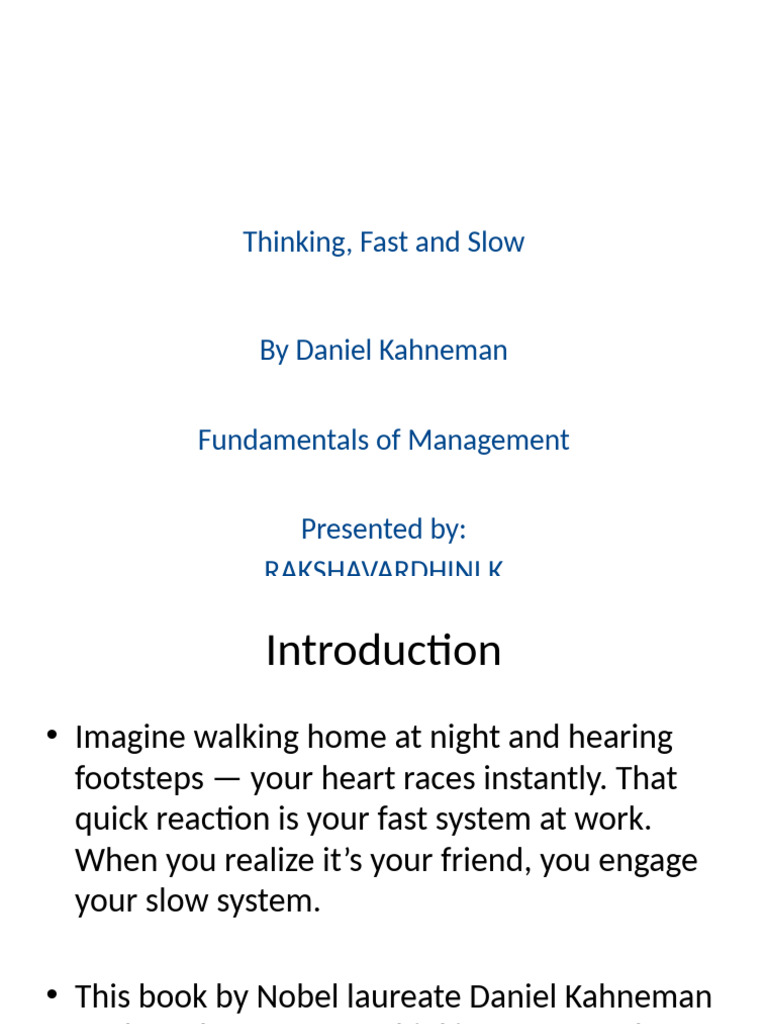 Understanding Thinking, Fast and Slow | PDF | Psychology | Cognitive ...