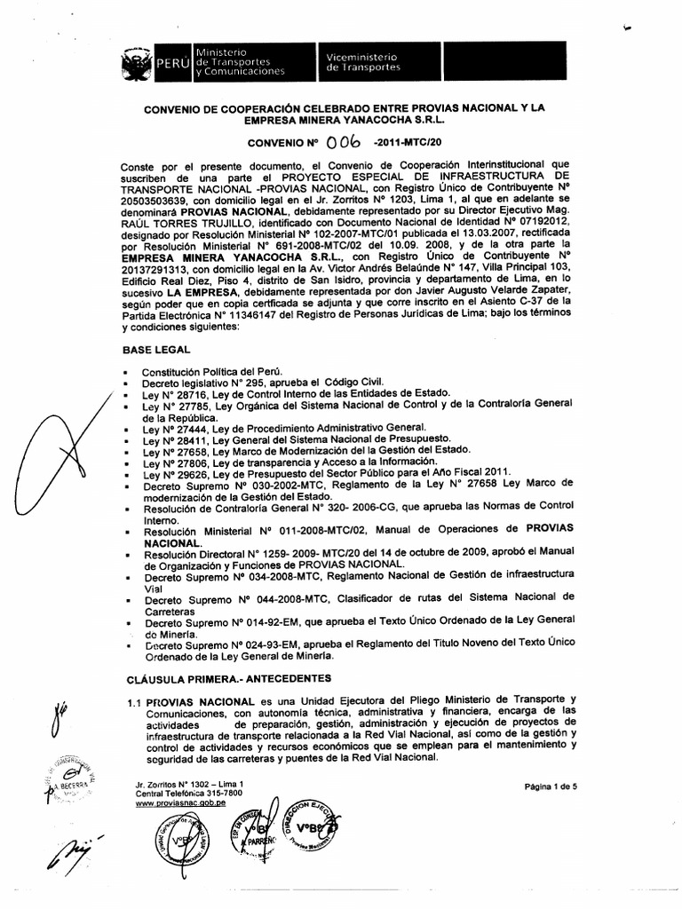 Conv 06 2011 Obra Carretera Yanacocha Cajamarca | PDF