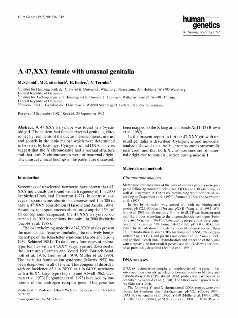 47,XXY Female with Unique Genitalia | PDF | Karyotype | Cytogenetics