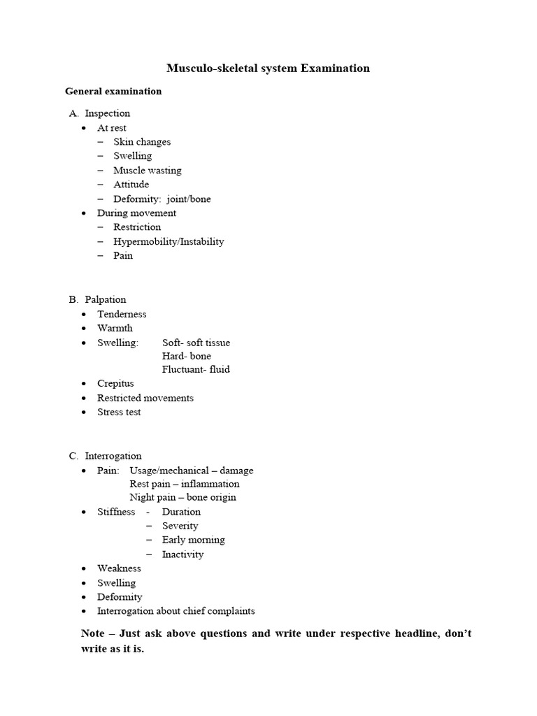 MSK System Examination | PDF | Anatomical Terms Of Motion | Hand
