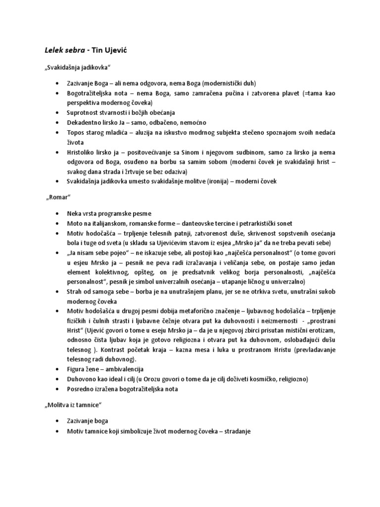 Tin Ujevic - Lelek Seba | PDF