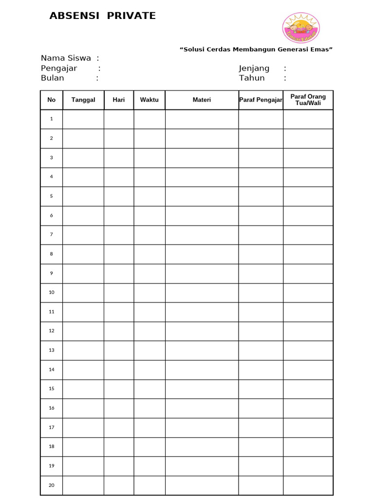 Absen Bimbel | PDF