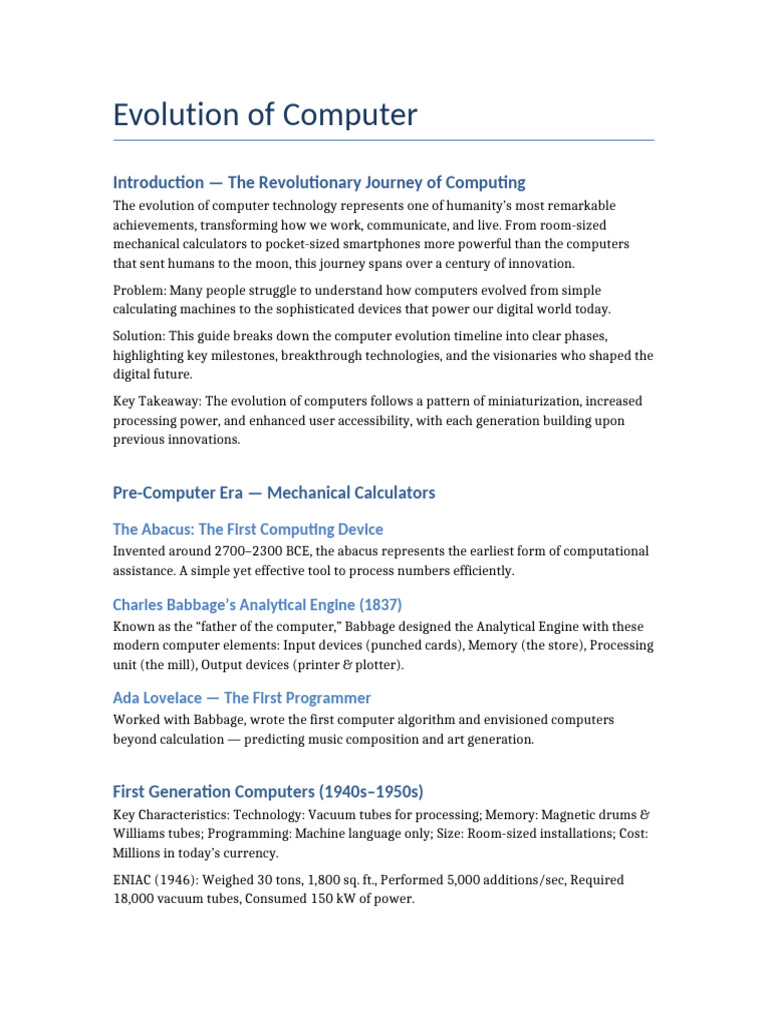 Evolution of Computer Aligned | PDF | Computer Architecture | Computing
