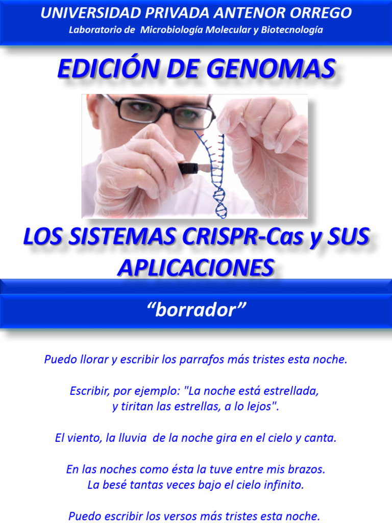 EDICION GENETICA - SITEMAS CRISPR-Cas - Dr. GONZALEZ CABEZA | PDF | Crispr | Oveja